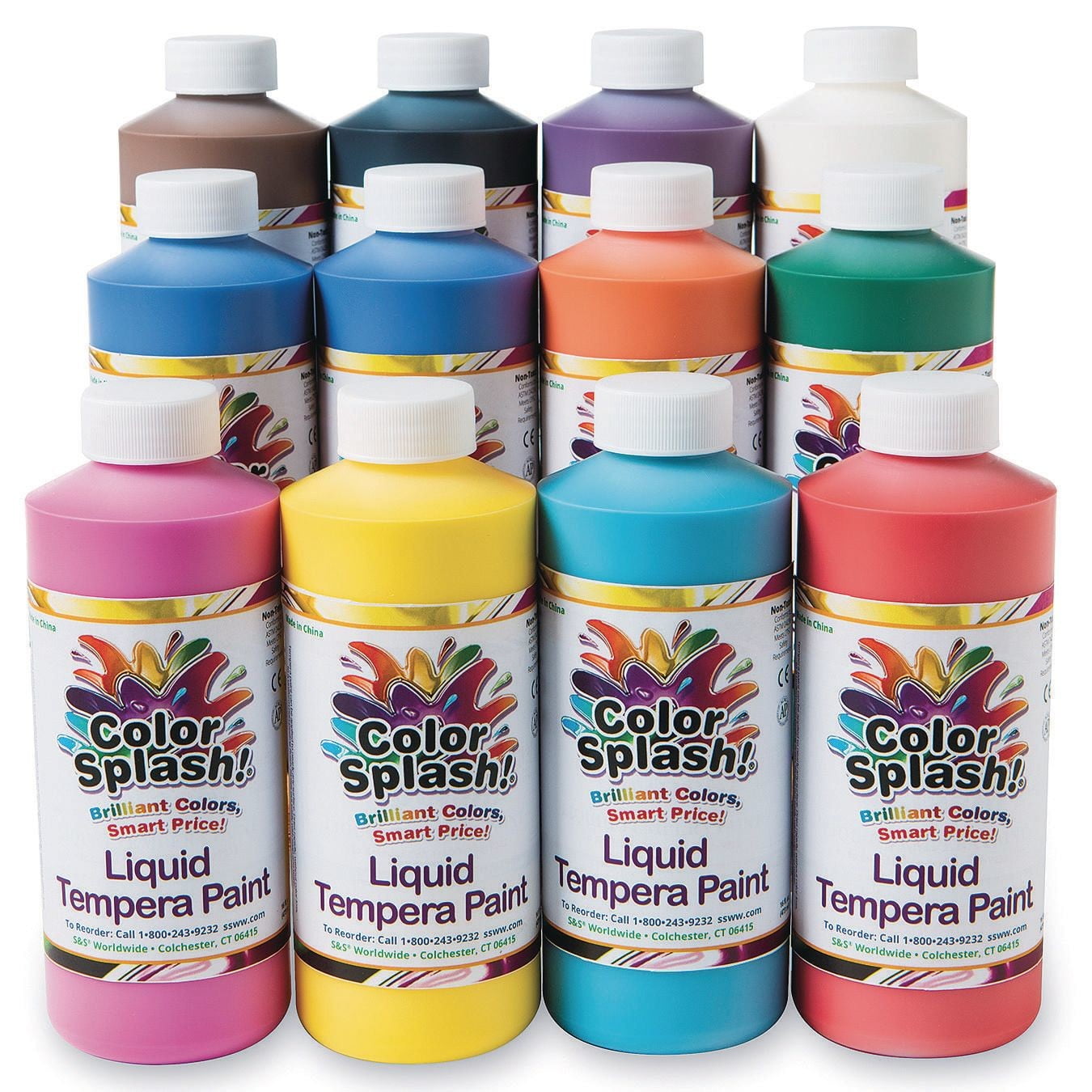 S&S Worldwide Color Splash! Liquid Tempera Bulk Paint, Set of 12 in 11 ...