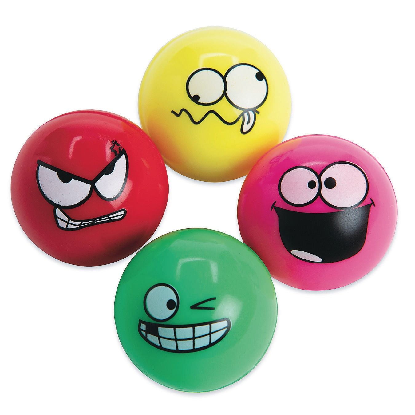 S&S Worldwide Super High Bounce Balls. Six Different, Fun Funny Faces ...