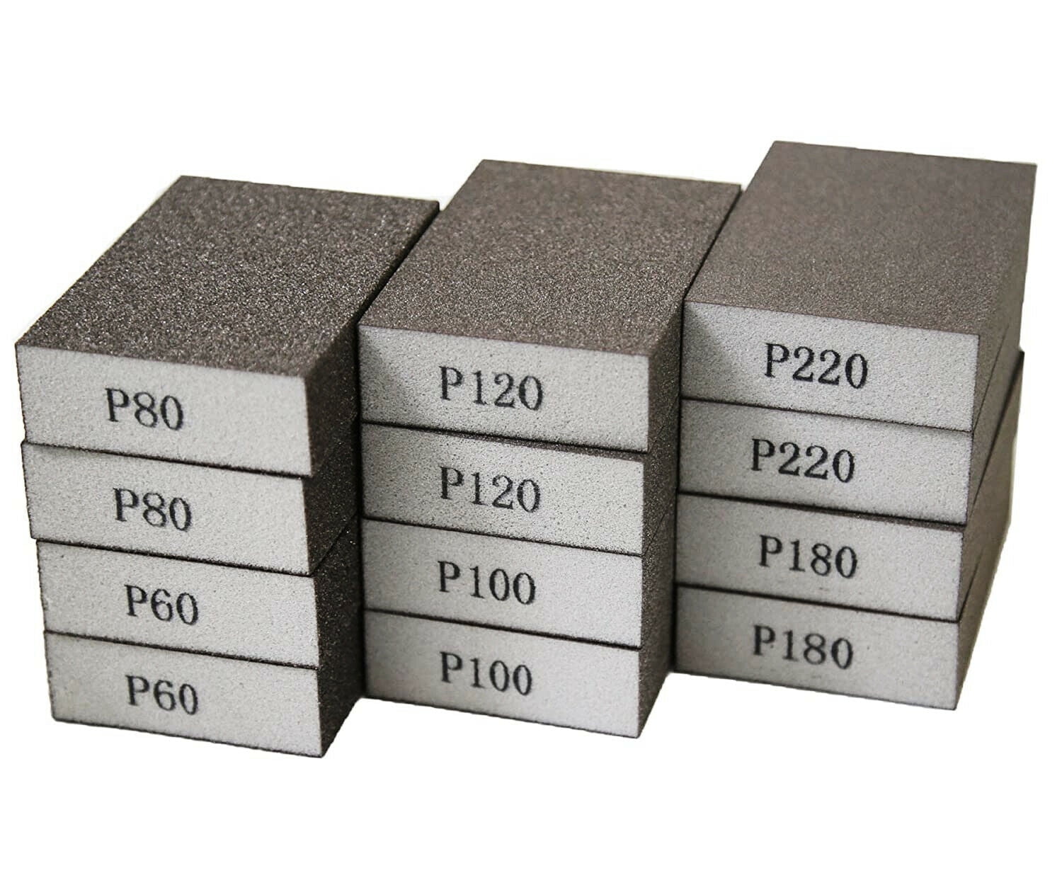 S SATC 12 PC Wet Dry Hand Sanding Sponge Block 60 80 100 120 180 220 ...