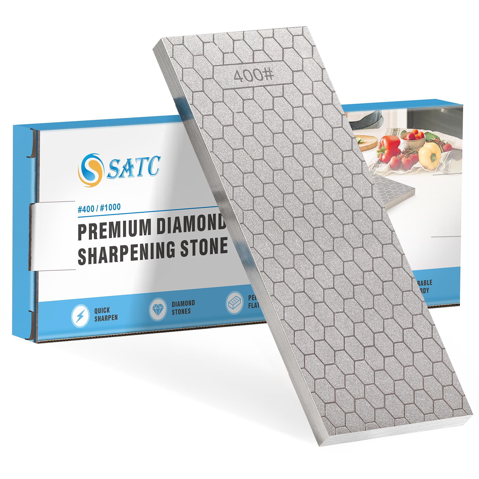 S SATC Diamond Sharpening Stone 2 Side Grit 400/1000 Diamond Plate ...