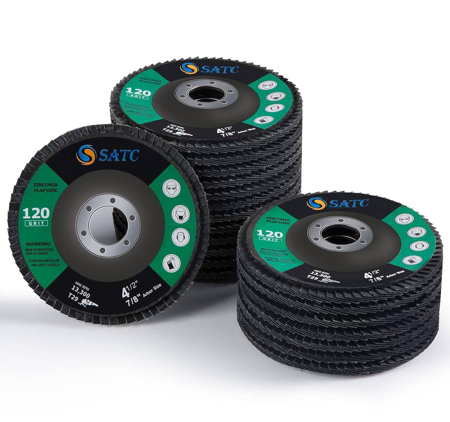 S SATC Flap Discs 120 Grit Grinding Wheel 4.5" x 7/8" Angle Grinder ...