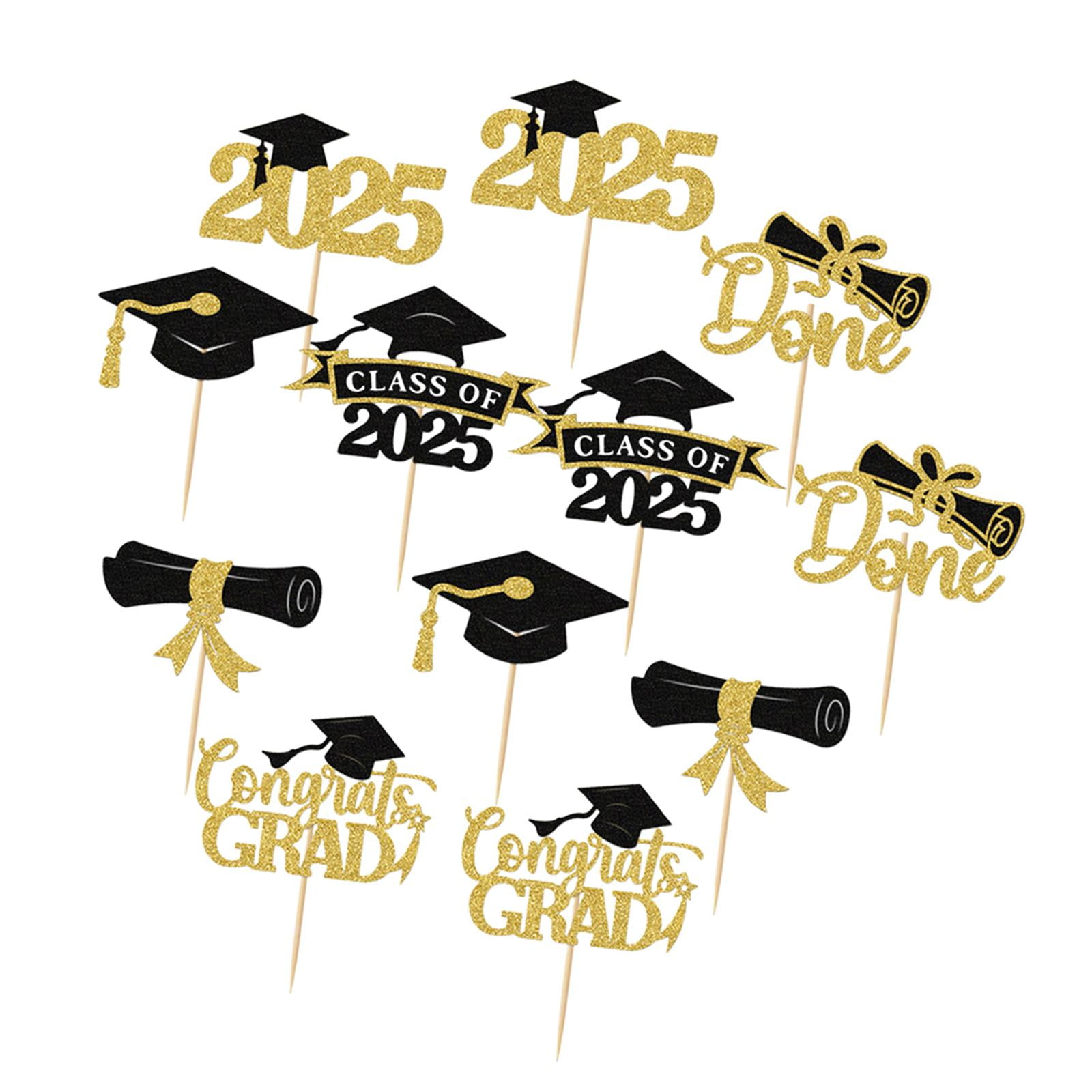 S SERENABLE 12 Pieces Graduation Cupcake Toppers 2025, Graduation Theme ...