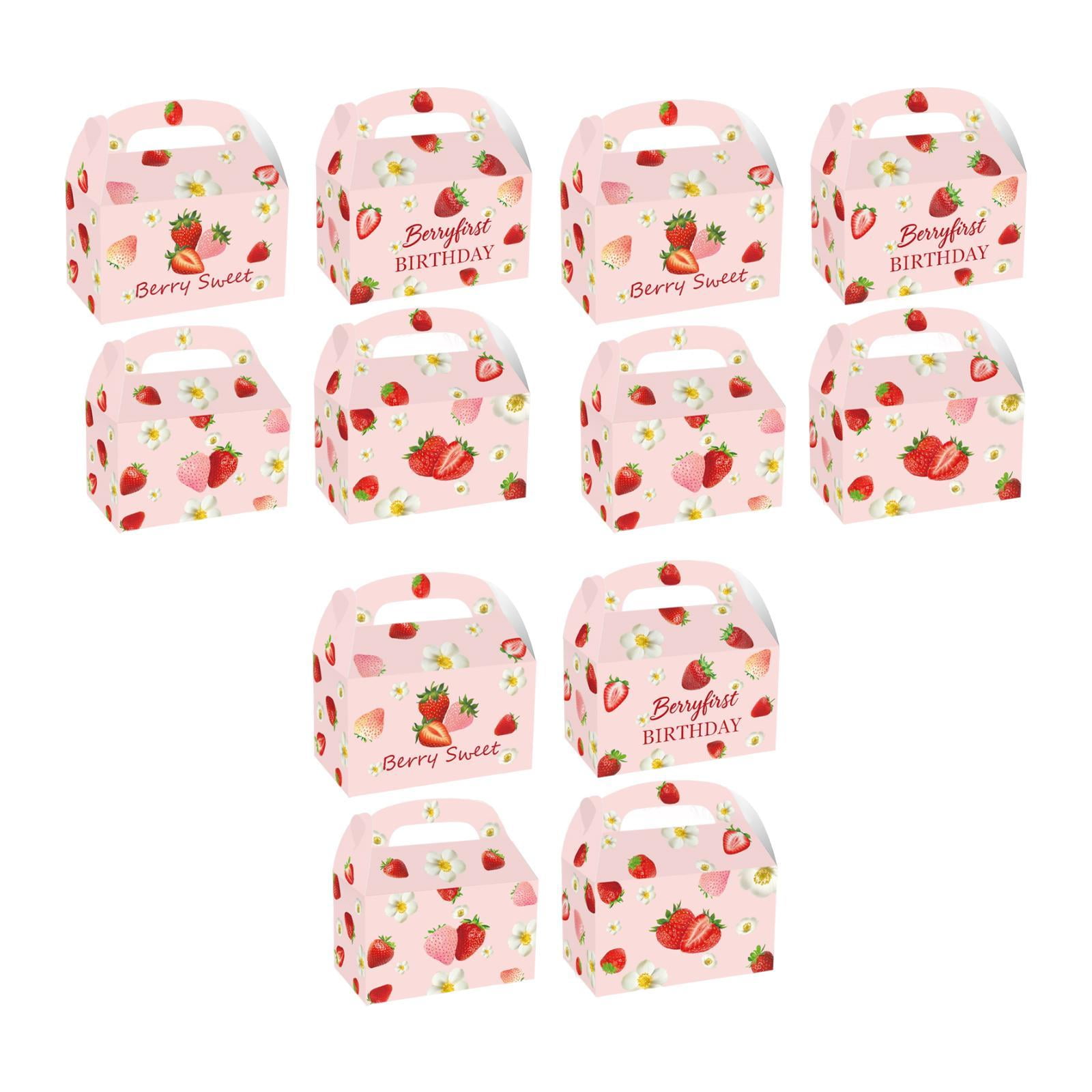 S SERENABLE 12 Pieces Strawberry Party Favor Boxes Folding Paper Treat ...