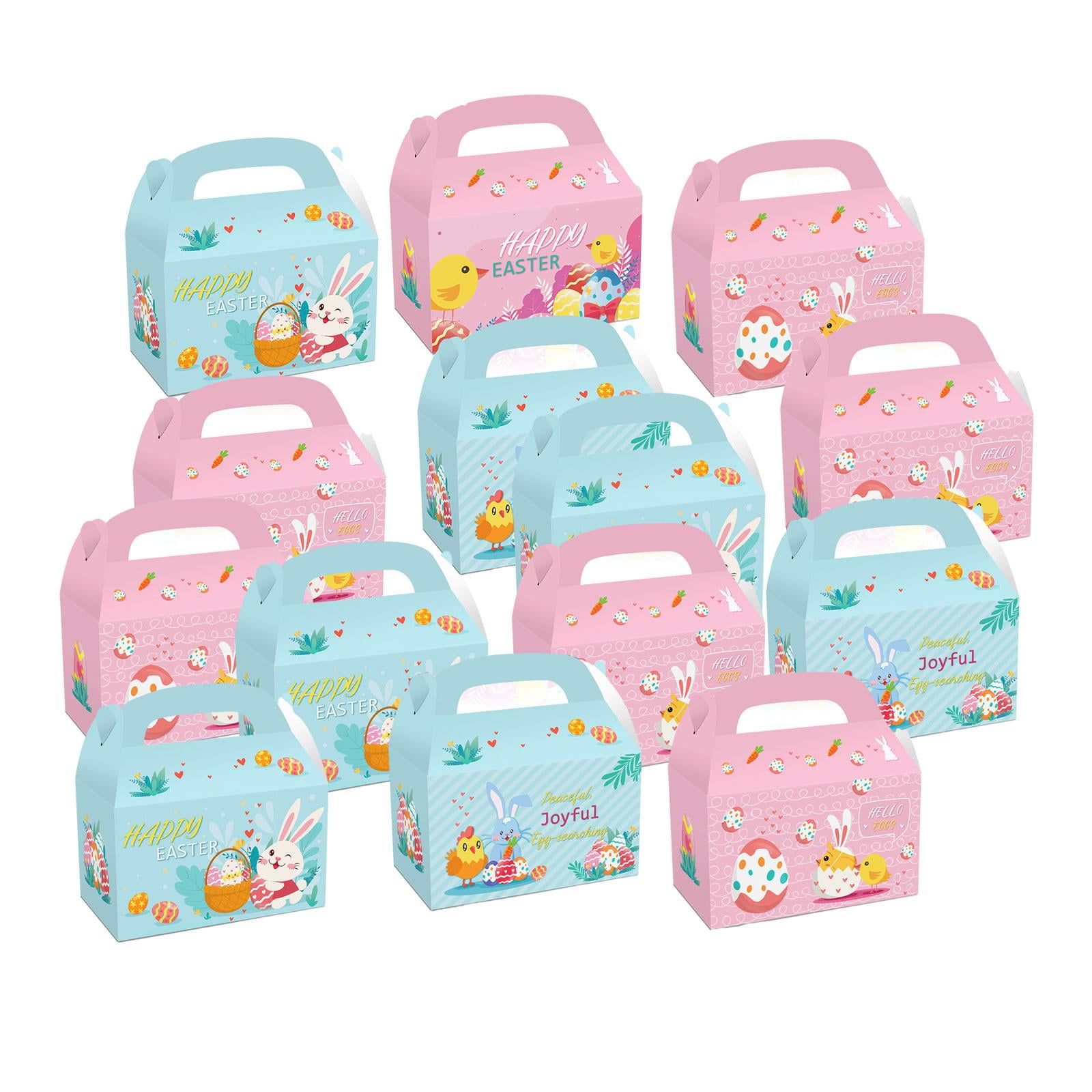 S SERENABLE 12Pcs Bunny Egg Easter Treat Boxes Easter Gift Boxes Decor ...