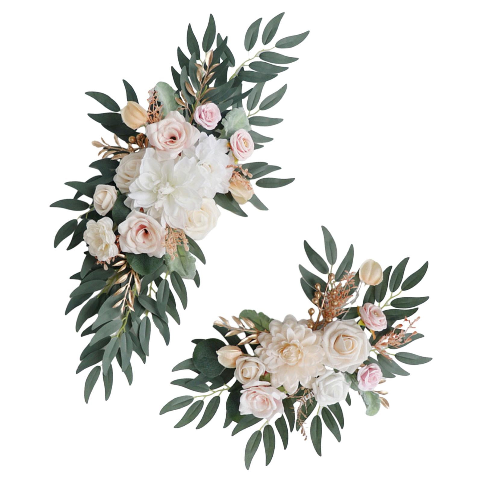 S SERENABLE 2Pcs Artificial Floral Swag Wedding Arch Flowers Green ...