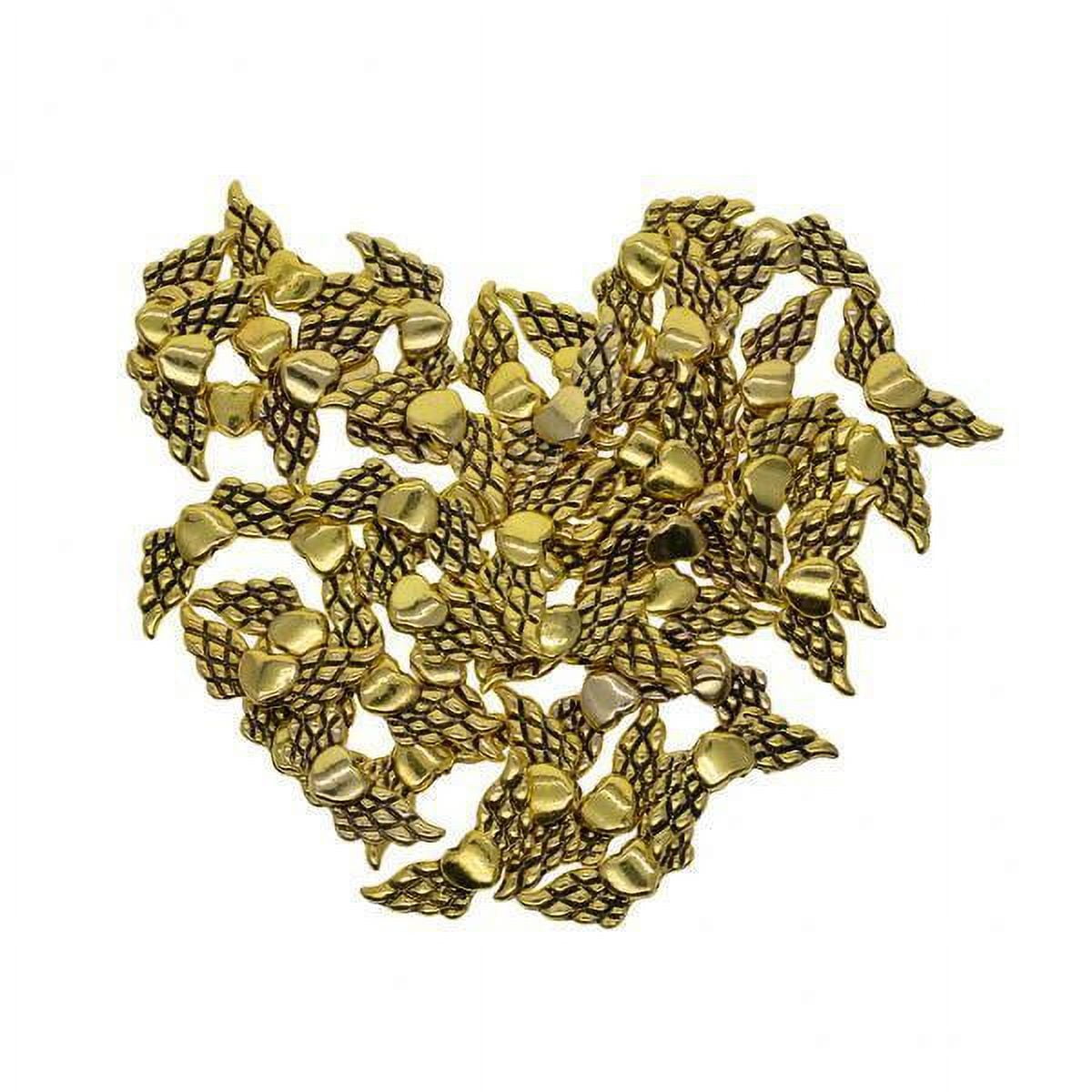 S SERENABLE 2x50Pcs Antique Gold Wing Heart Spacer Beads Jewelry DIY ...