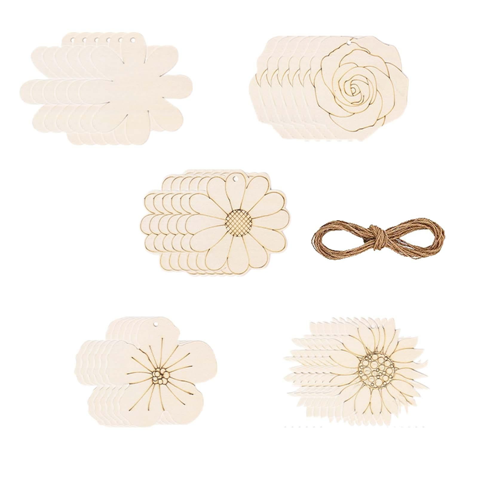 S SERENABLE 30 Pieces Wood Flowers to Paint Home Ornaments DIY Boards ...