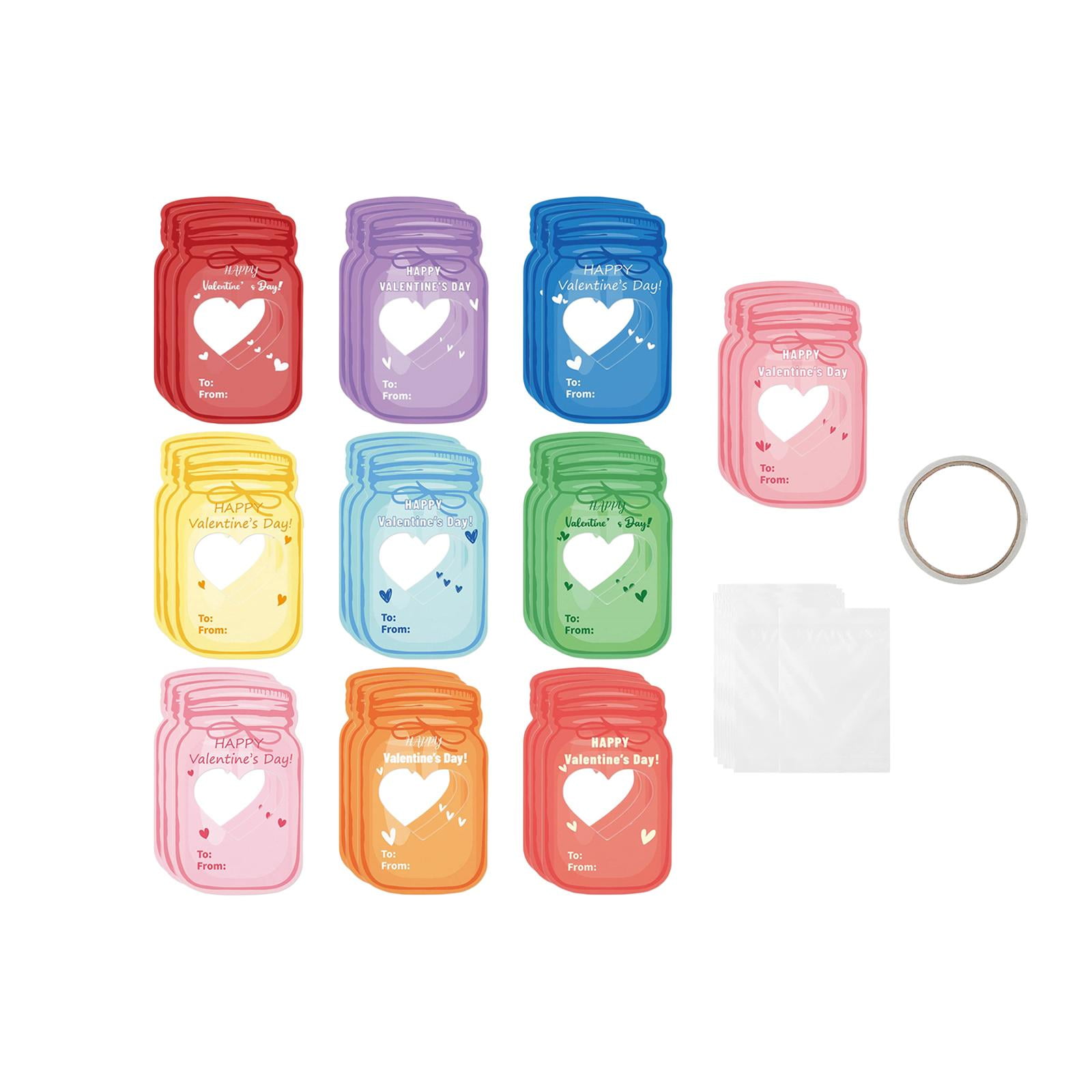 S SERENABLE 30 Set Valentine's Day Gift Cards Candy Holder Card Jars ...