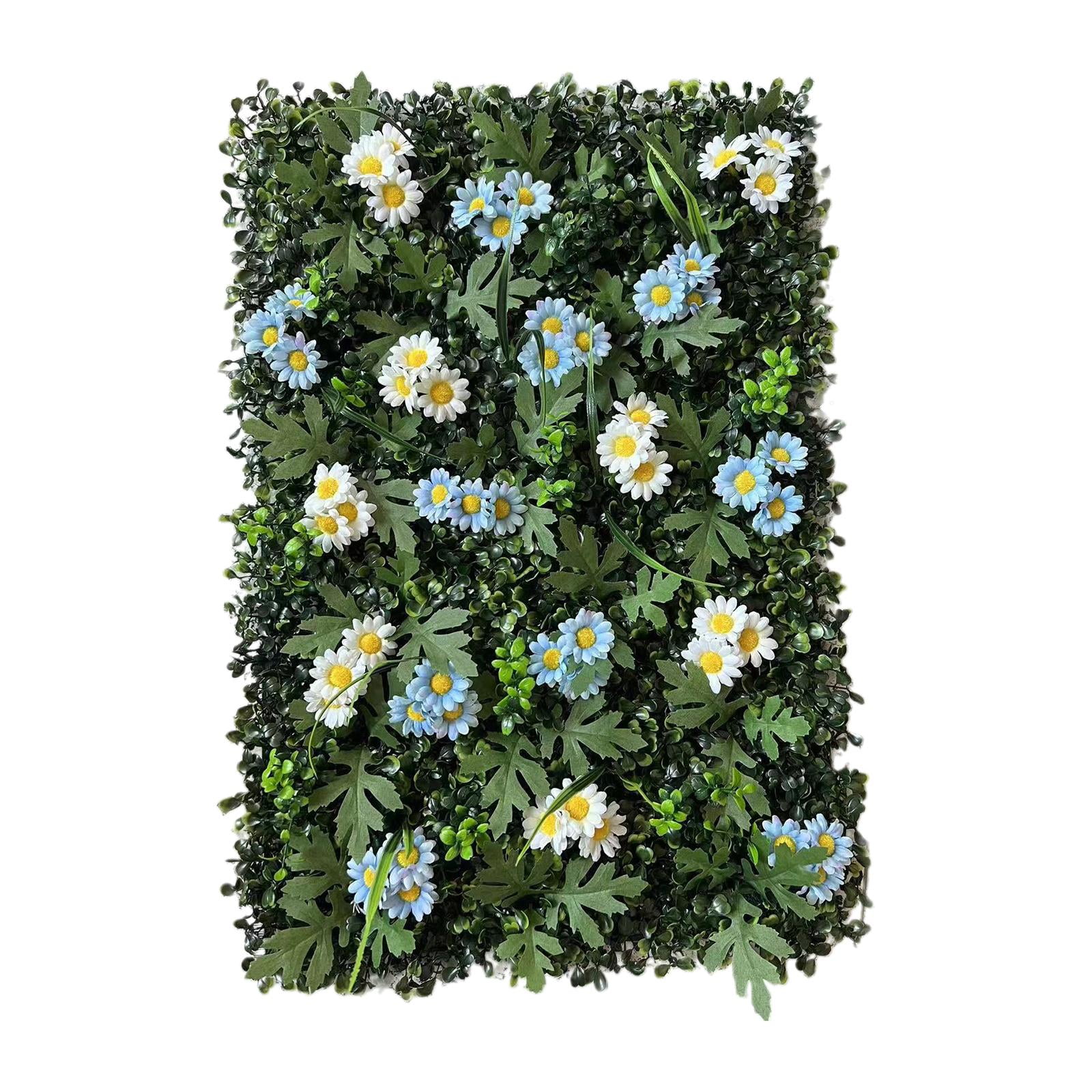 S SERENABLE Artificial Grass Wall Panel with Flowers Panel Home Decor ...