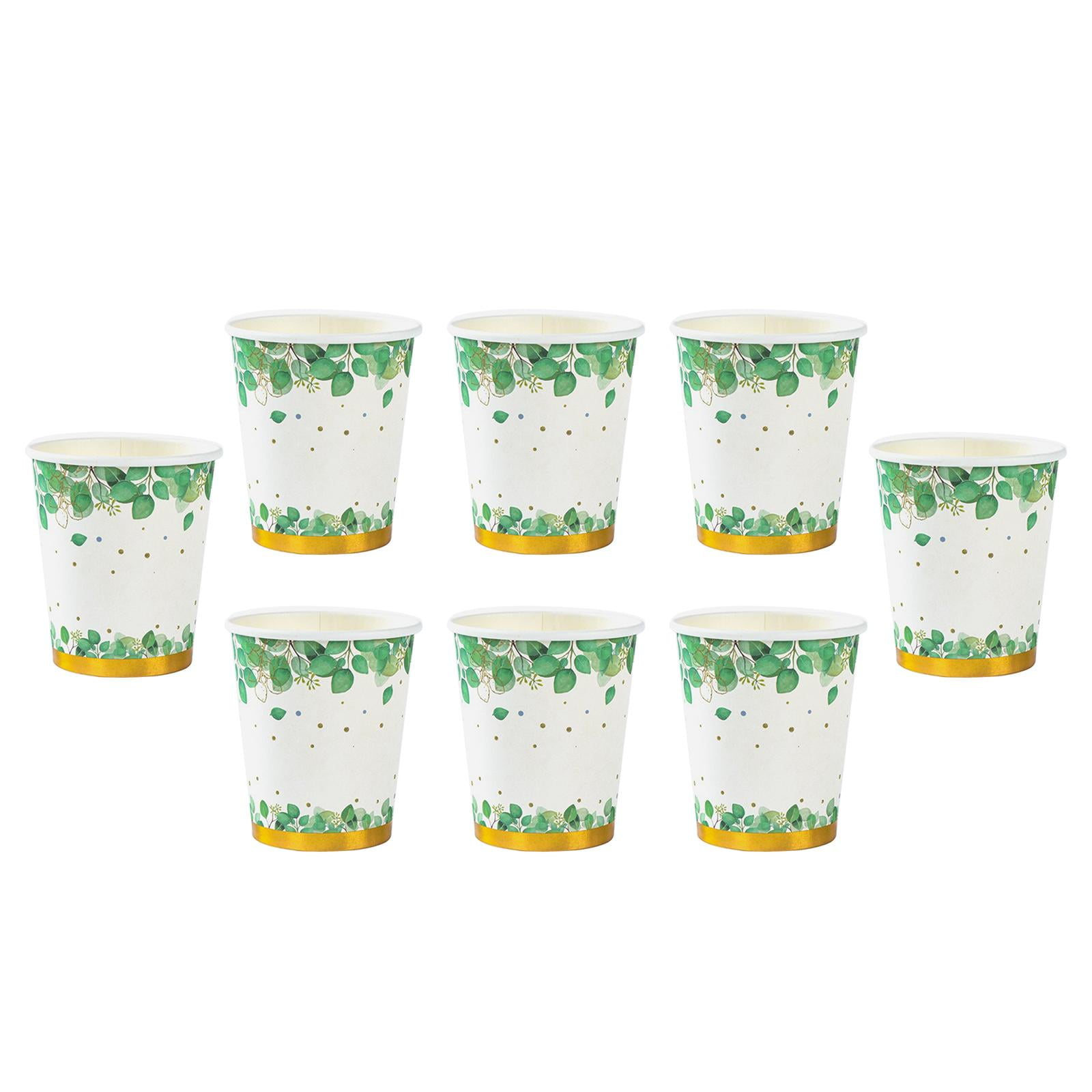 S SERENABLE Disposable Paper Cups Sage Greenery Decor Party Plates ...