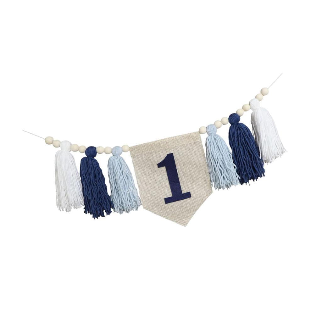 S SERENABLE High Chair Banner Bead Tassel Garland, Burlap Highchair ...