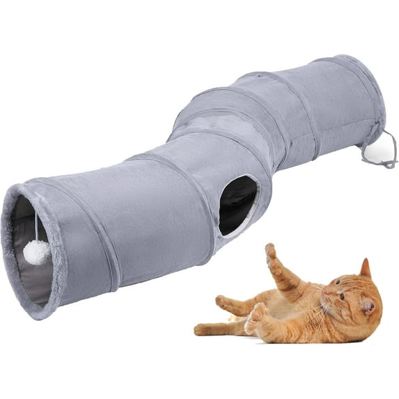 S-Shape Collapsible Play Tube with Plush Ball, Indoor Play Tunnel for ...