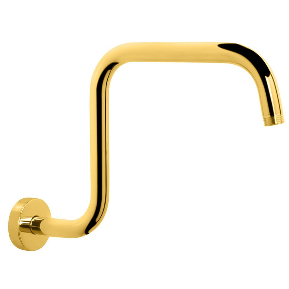 S Shape Shower Extension Arm with Flange, Stainless Steel High Rise ...