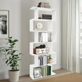 S-Shaped Bookshelf, 6-Tier Modern Geometric Bookcase, Tall Freestanding ...