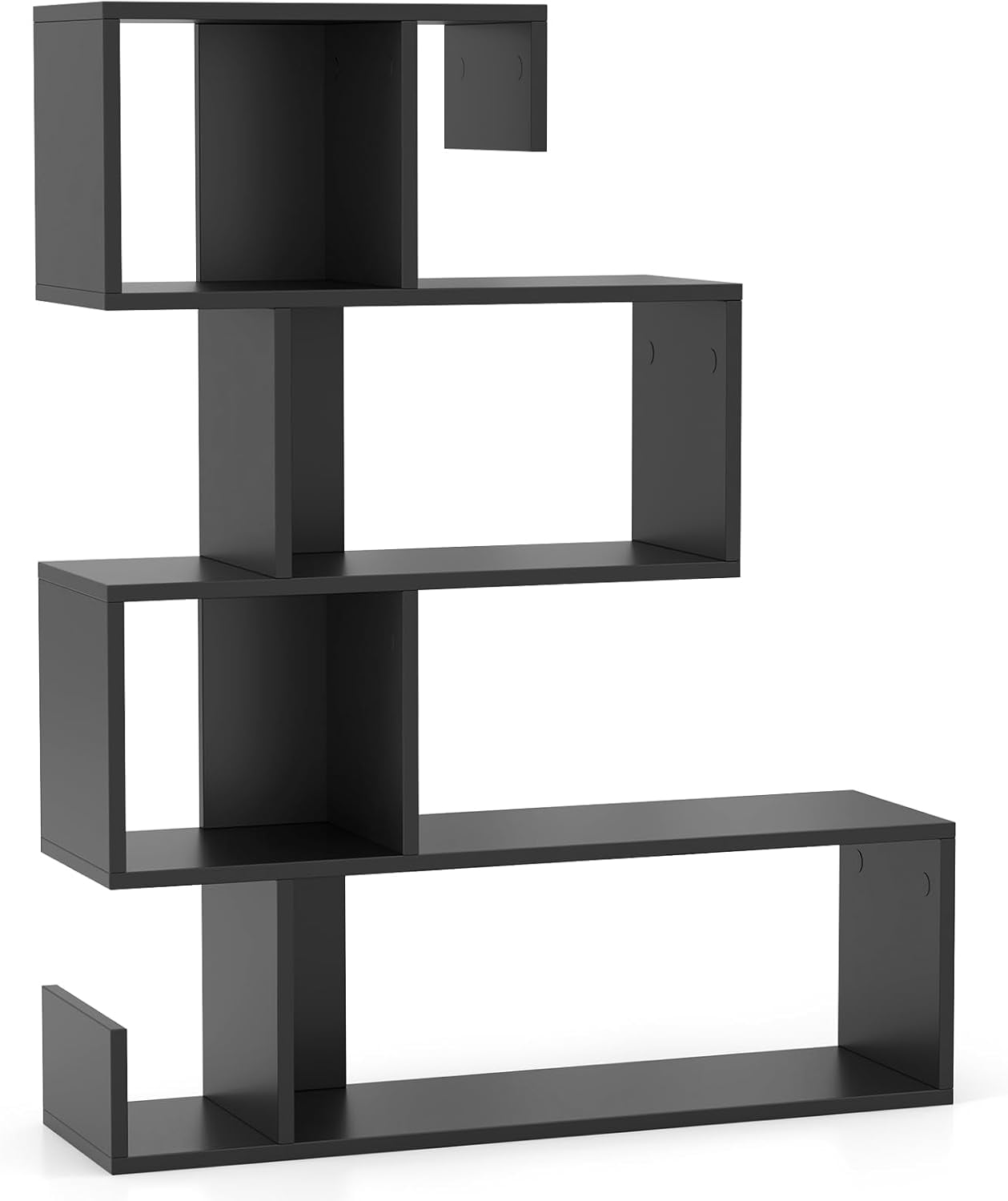 S-Shaped Bookshelf, Geometric Bookcase with Open Shelves, Modern ...