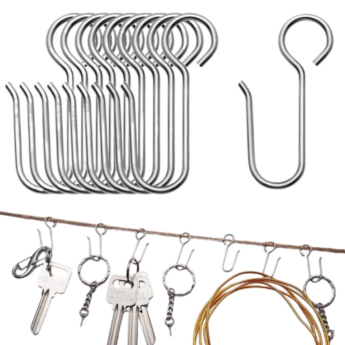 S-Shaped Curtain Hooks,Set of 60 Small Ceiling Curtain Hooks,QZS Small ...