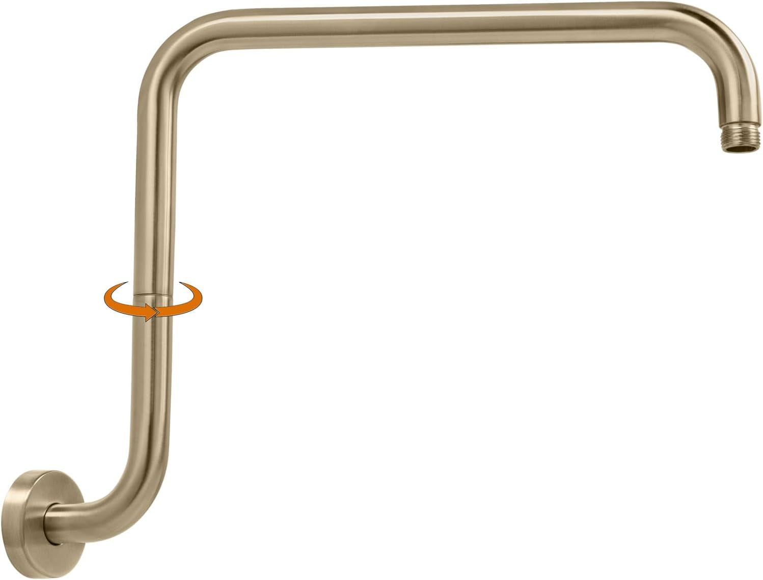 S-Shaped Shower Arm Extension, 16 Inches with Flange, 304 Stainless ...