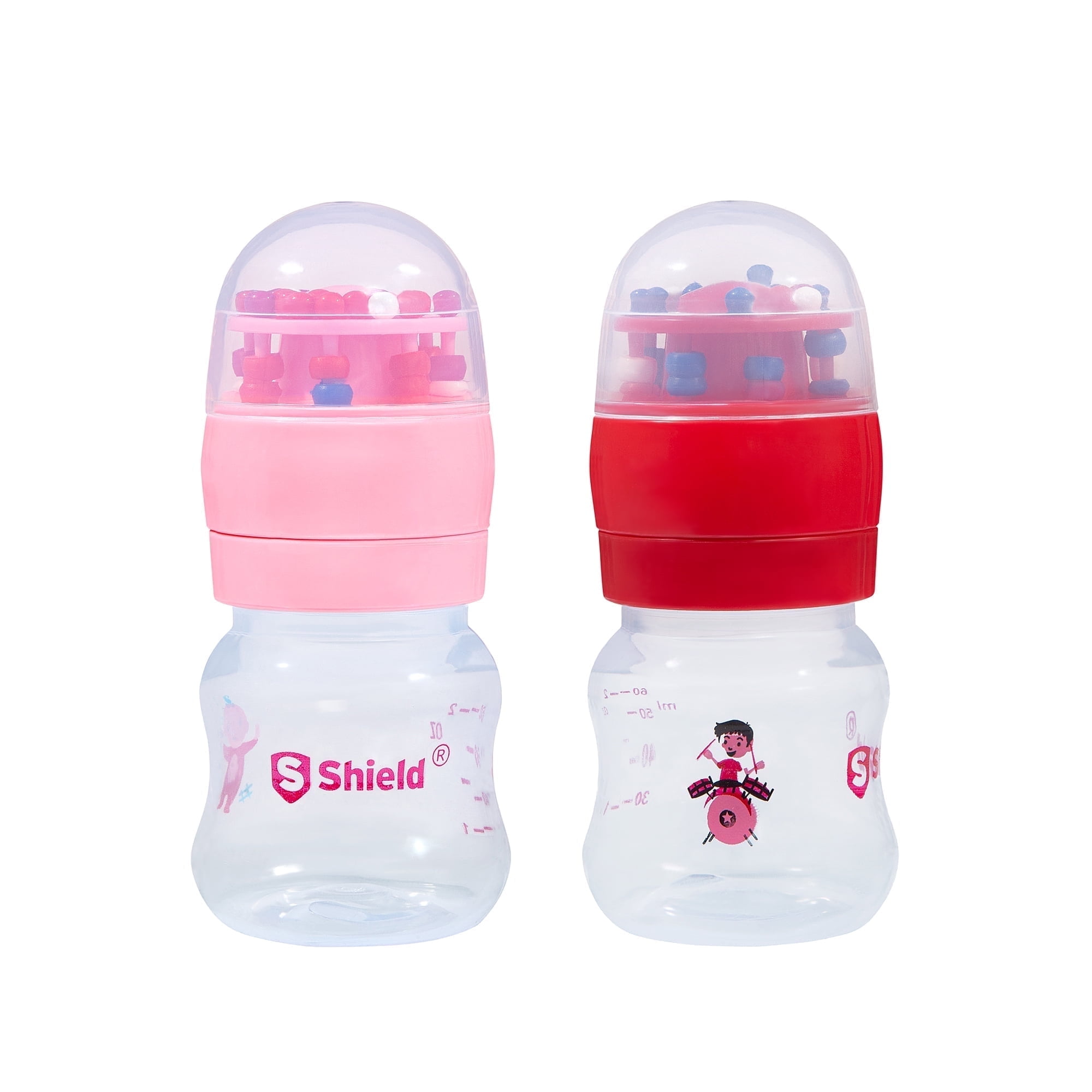 S Shield Baby Rattle Cap Feeding Bottle with Toy Cap, with Slow Flow ...