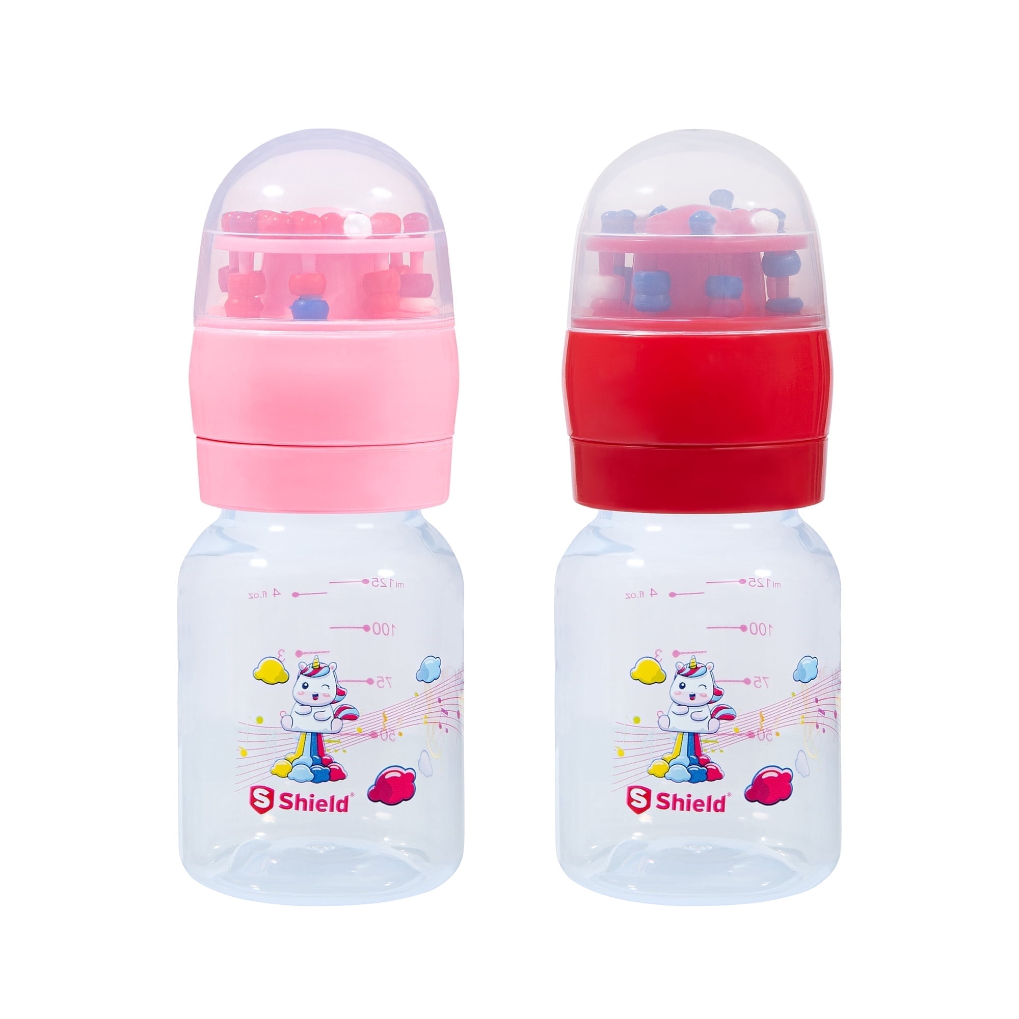 S Shield Baby Rattle Cap Feeding Bottle with Toy Cap, with Slow Flow ...
