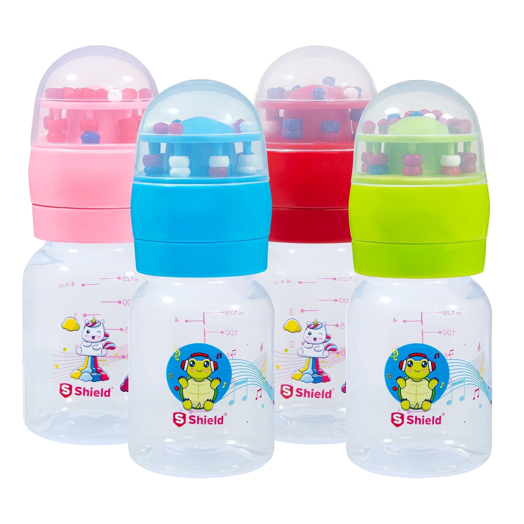 S Shield Baby Rattle Cap Feeding Bottle with Toy Cap, with Slow Flow ...
