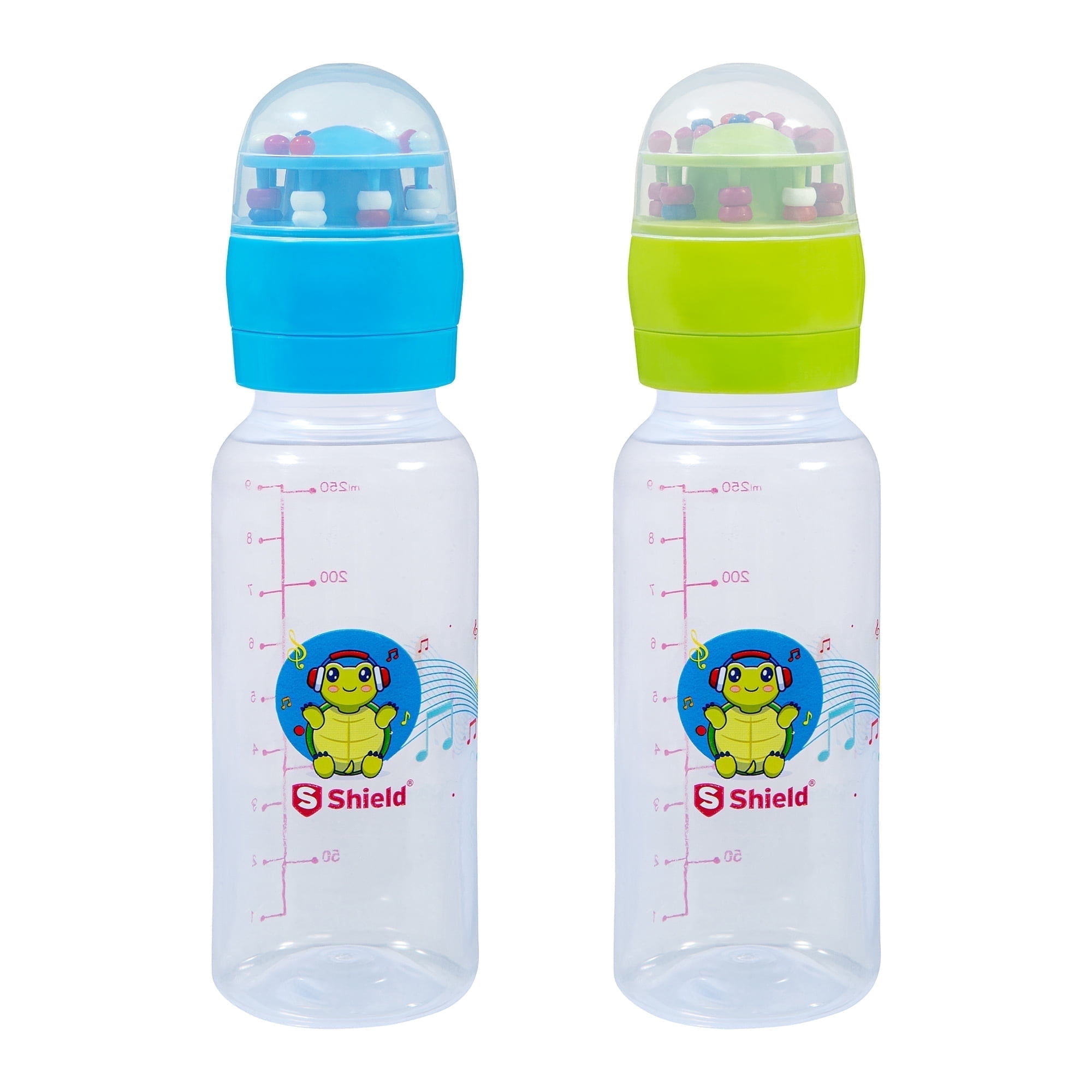 S Shield Baby Rattle Cap Feeding Bottle with Toy Cap, with Slow Flow ...