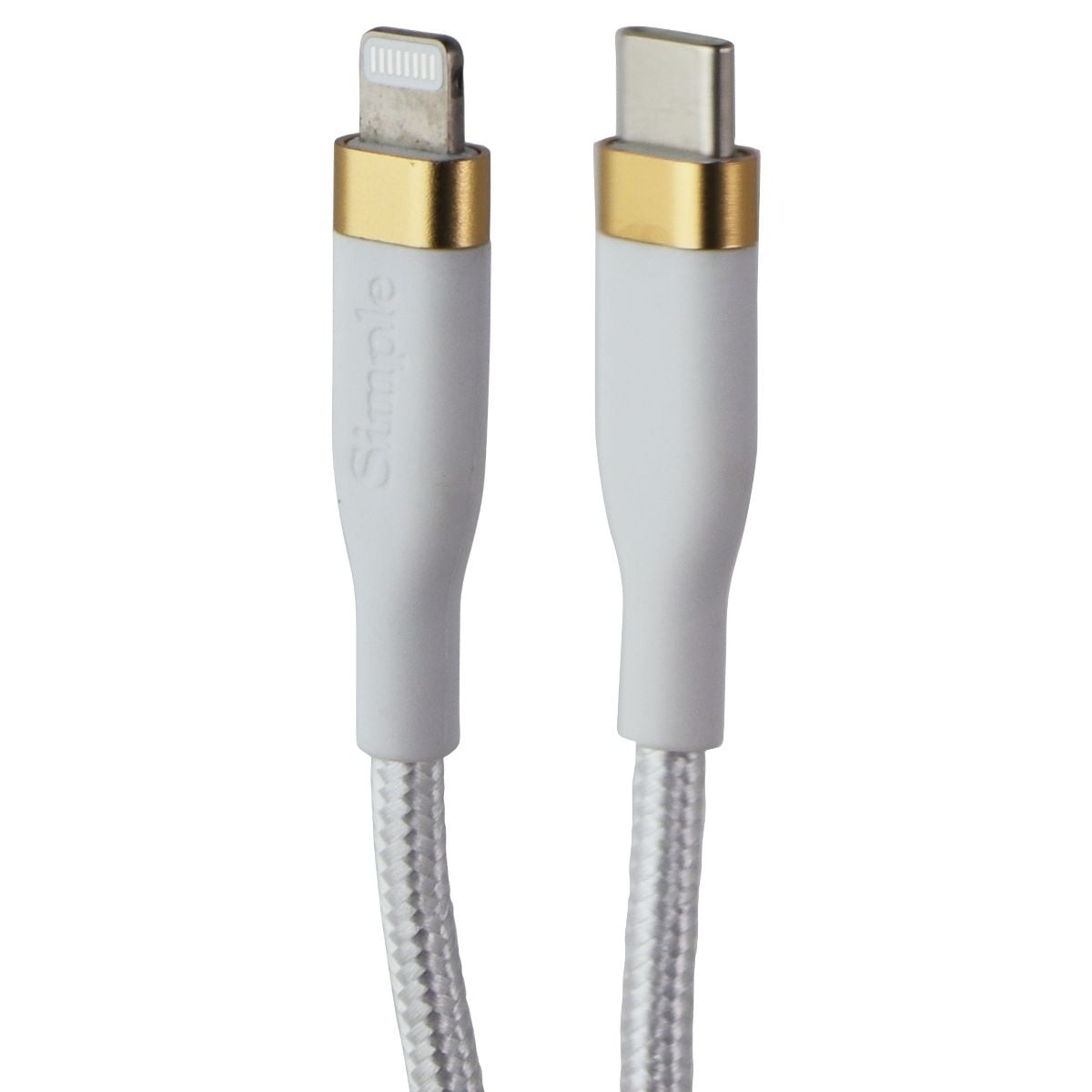 S. Simple (10-Ft) USB-C to 8-Pin Tough-Knit Braided Cable - White/Gold ...