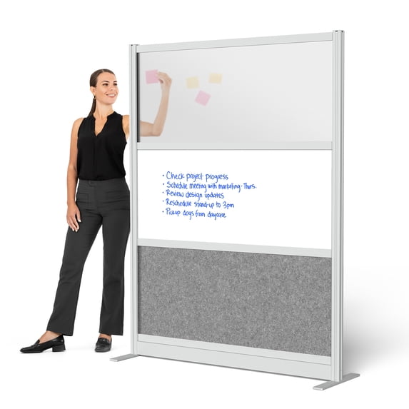 S Stand up Desk Store Modular Wall 53 x 70 Wide Gray Frame, Frosted ...