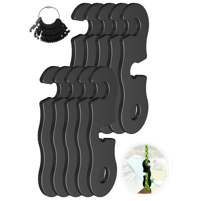 S Style Tent Rope Tensioner (Black 10 Pcs) Aluminum Alloy Camping Tent ...