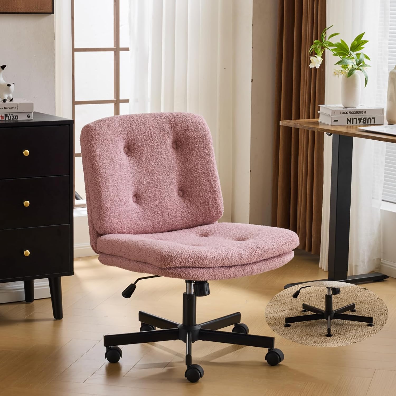 S Swivel Armless Criss Cross Vanity Chair with Wheels/no Wheels,Rocking ...