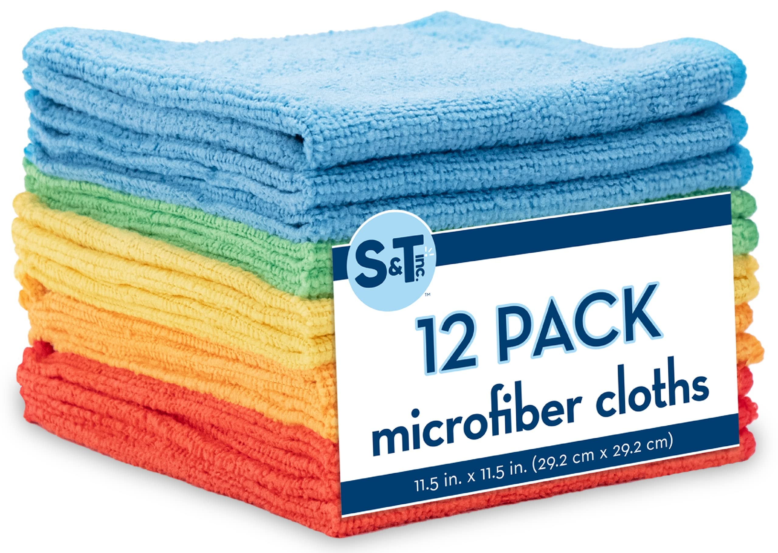 S&T INC. 12 Pack Microfiber Cleaning Cloth, Bulk Microfiber Towel for ...