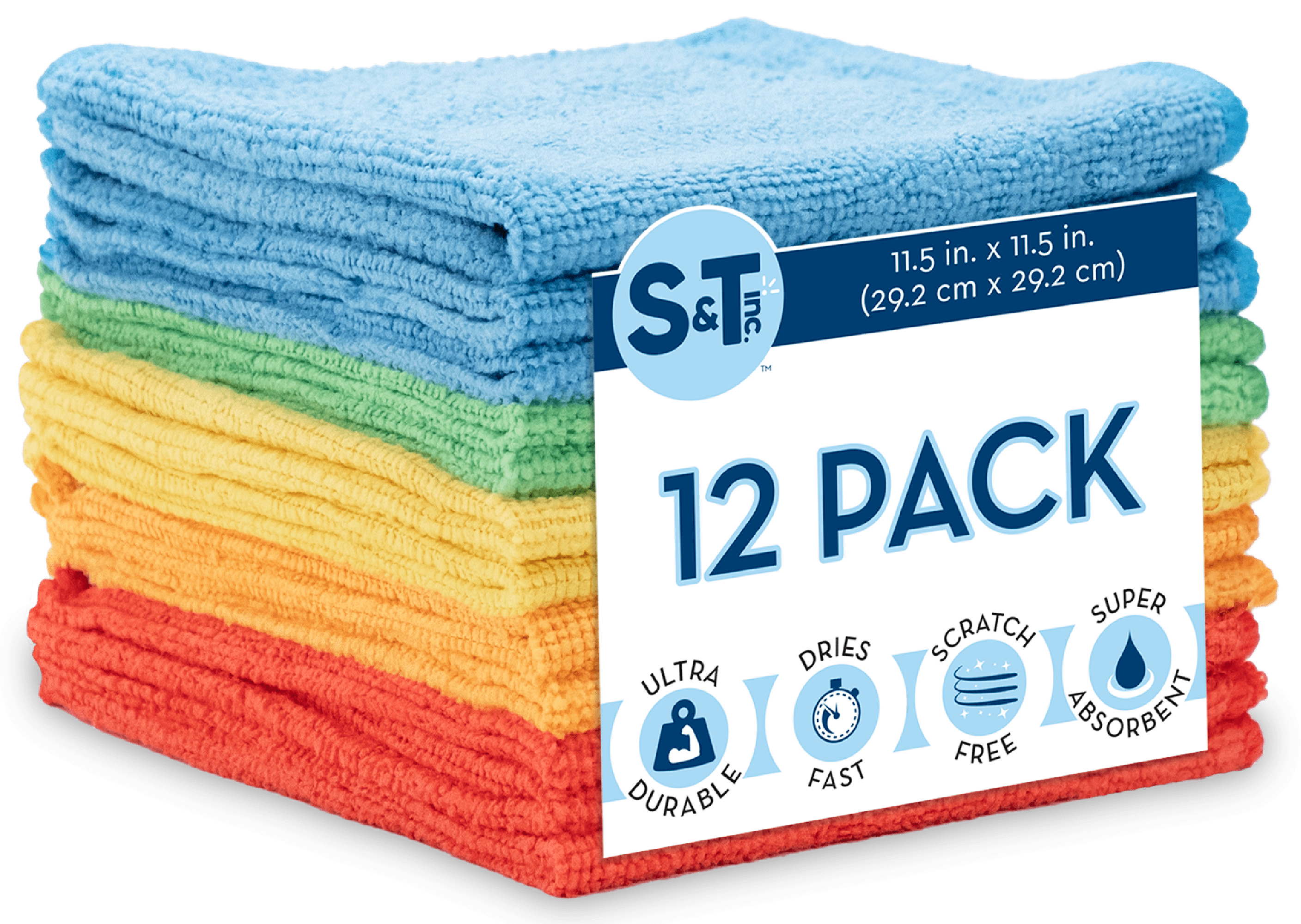 S&T INC. 12 Pack Microfiber Cleaning Cloths, Bulk Towels for Home, Cars ...