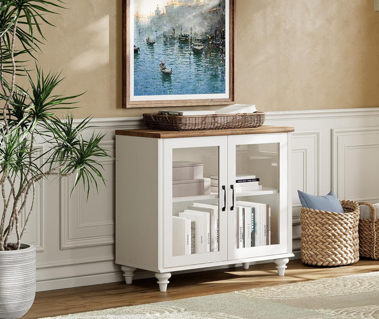 S TV Stand for 43 Inch, Wood Console Table Storage Cabinet for Living ...