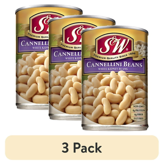 (3 pack) S&W Cannellini Beans - White Kidney Beans - 15.5 oz. Can ...