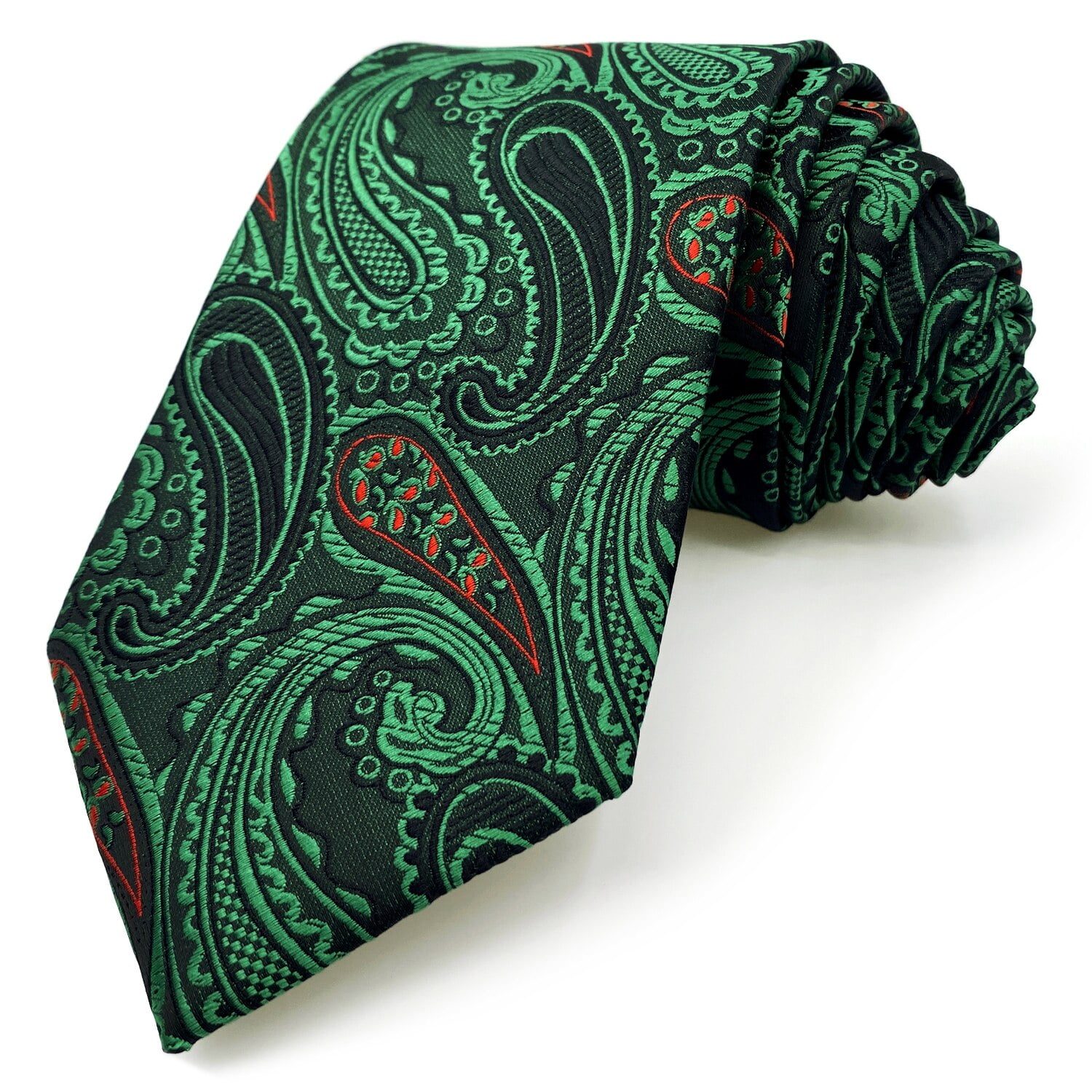 S&W SHLAX&WING Green Red Jasper Paisley Neckties for Men Wedding Tie ...