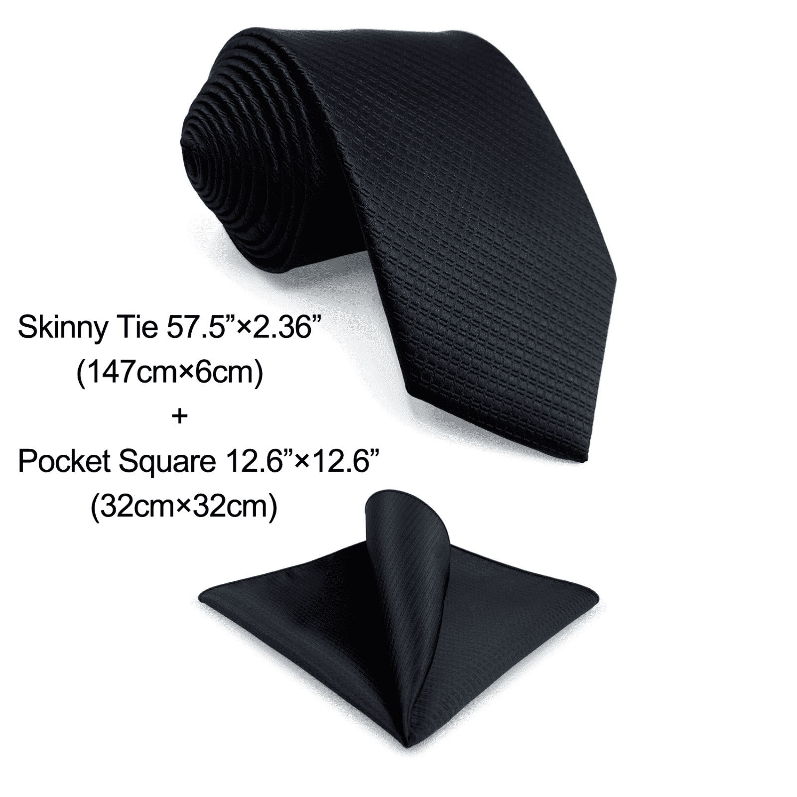 S&W SHLAX&WING Men Tie Wedding Necktie and Cufflinks Black Silk Solid ...