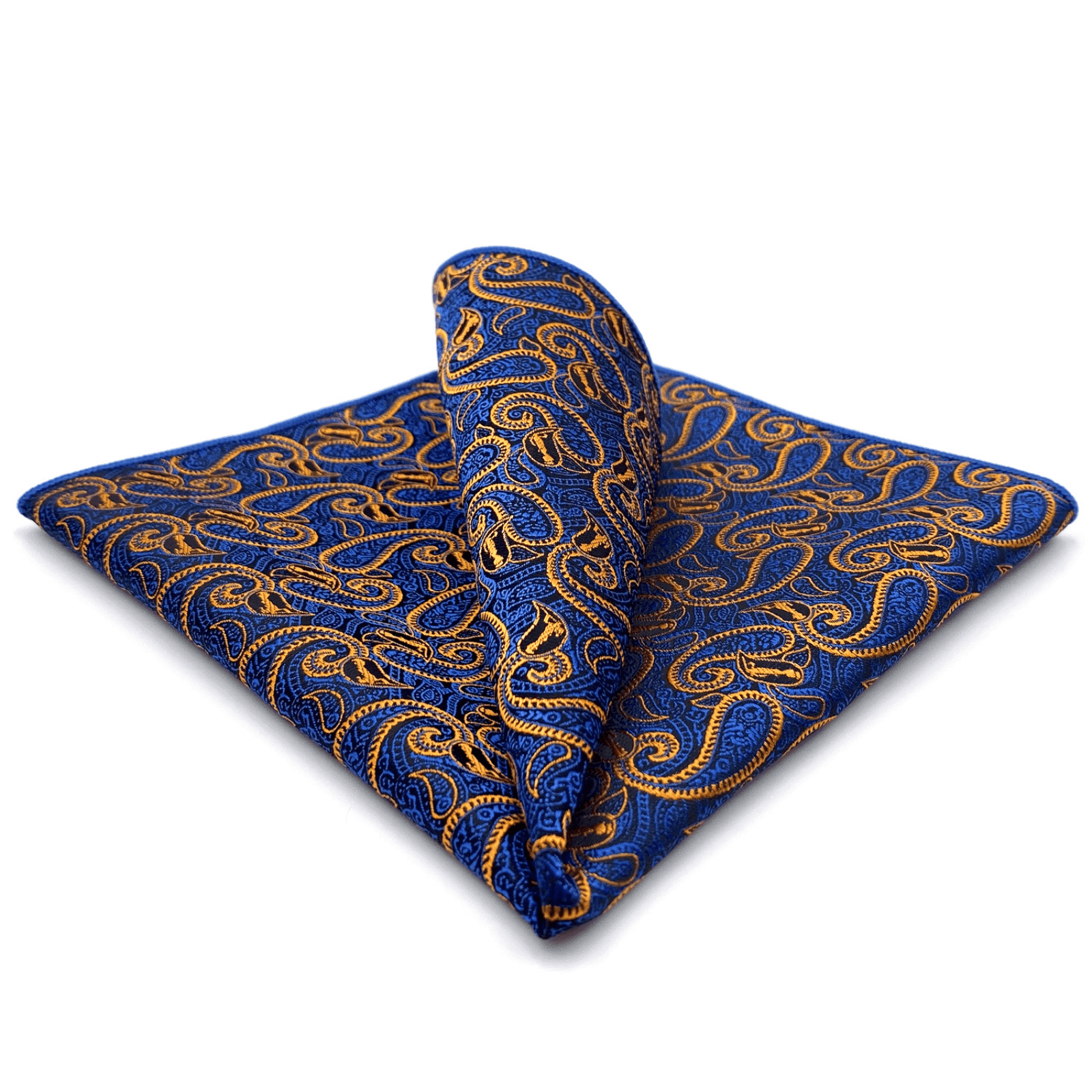 S&W SHLAX&WING Pocket Squares for Men Navy Dark Blue Orange Paisley ...