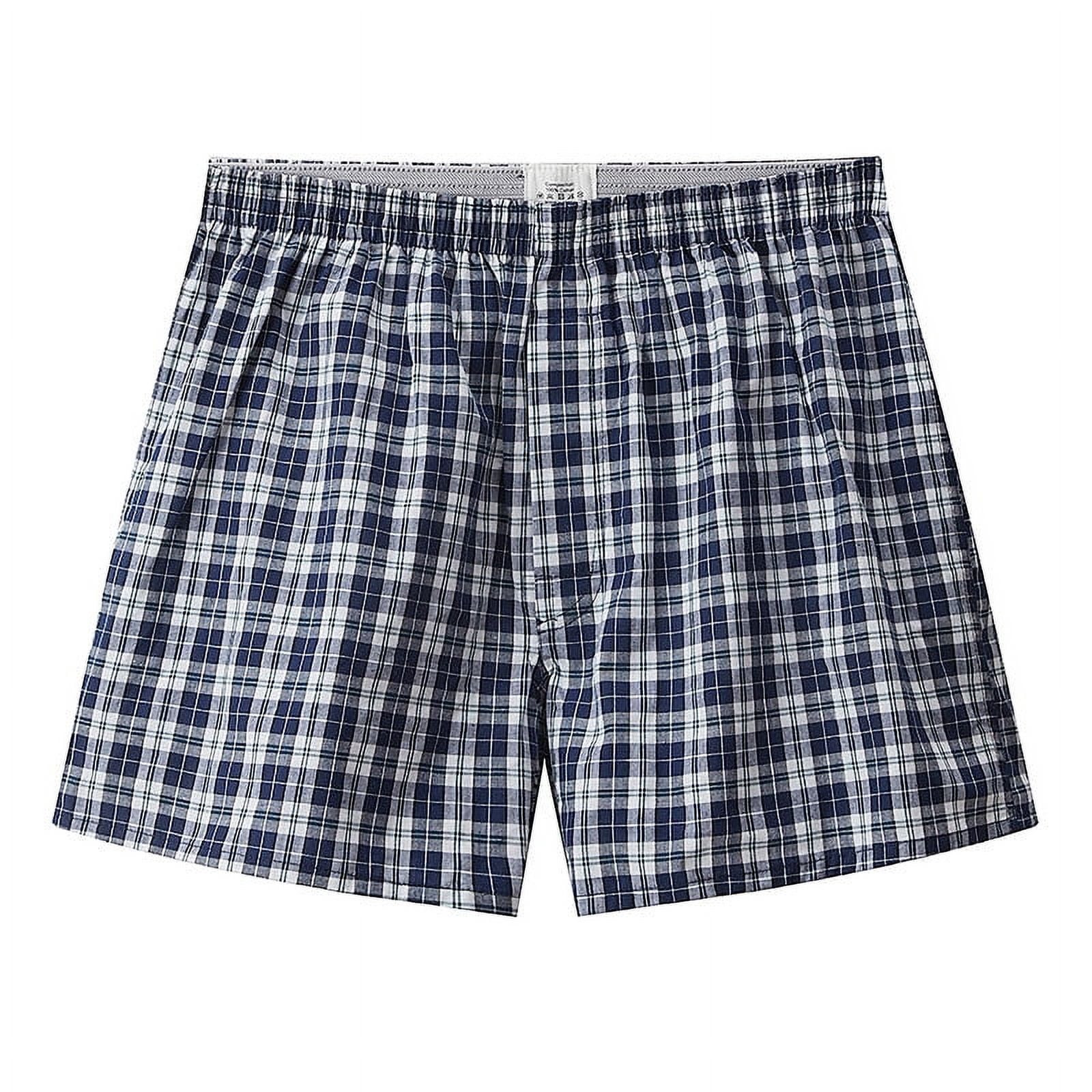 S-XL Mens Cotton Underwear Boxer Shorts Casual Plaid Elastic Waistband ...