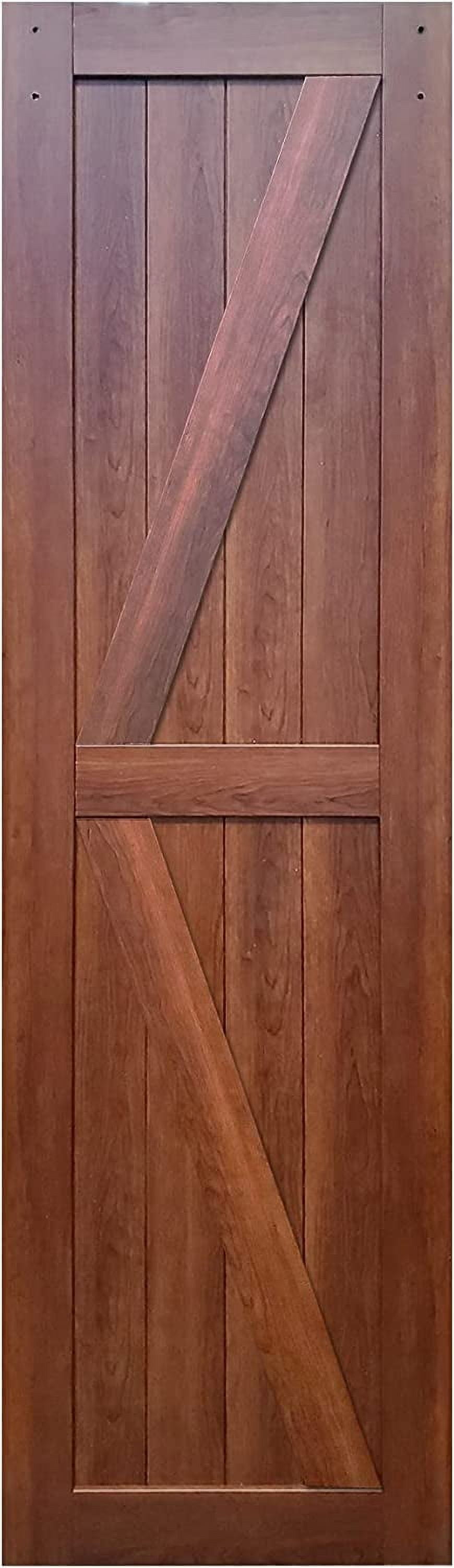 S&Z TOPHAND® 24 in. x 84 in. PVC Barn Door, Brown Wood Texture, 24/30 ...