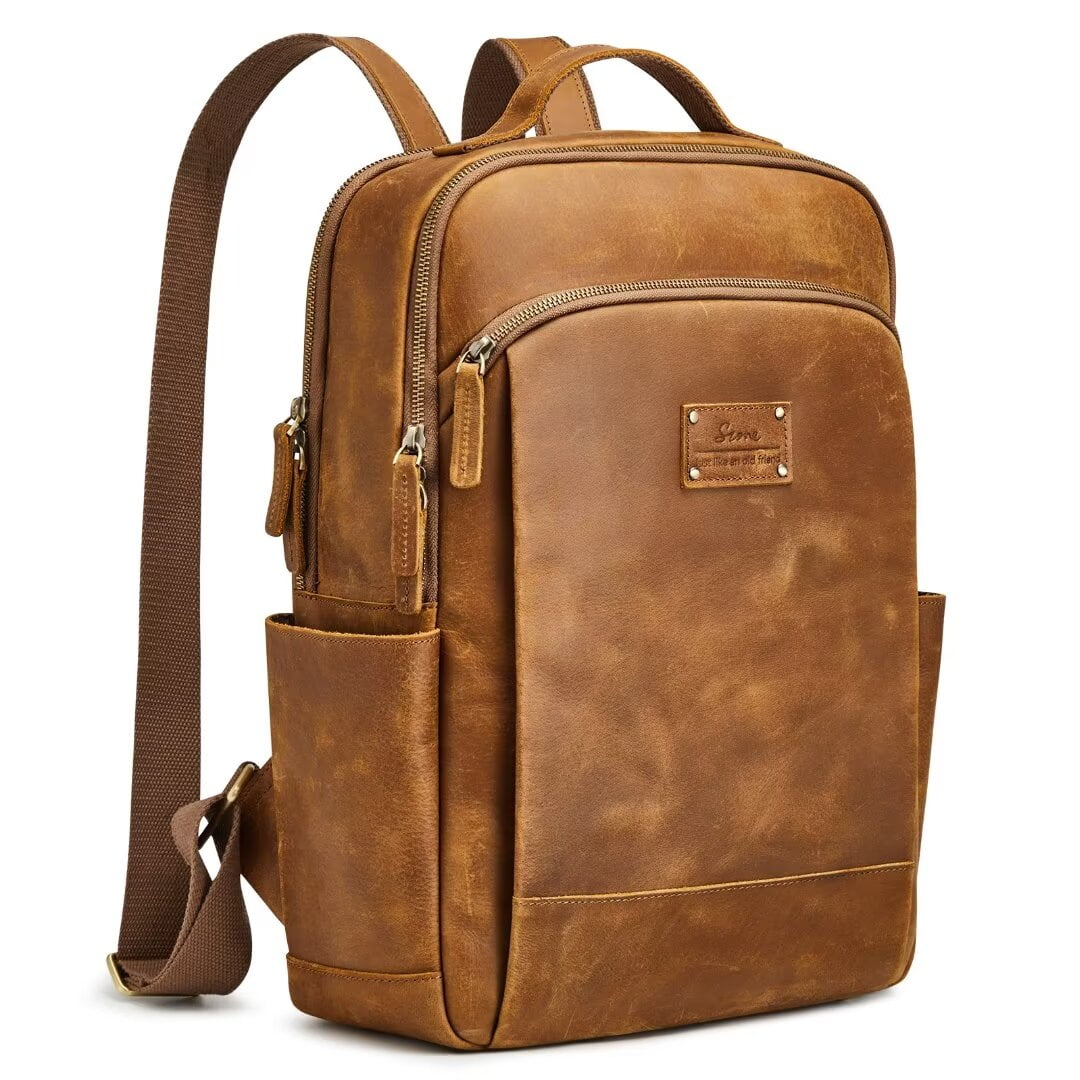 S-ZONE Genuine Leather Backpack Purse for Women Large Backpack for Men ...