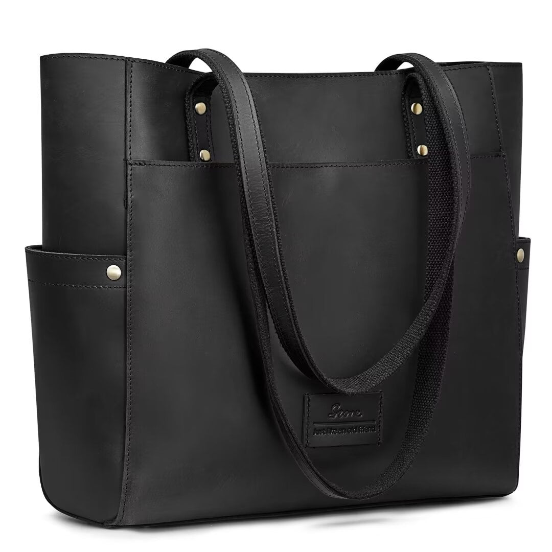 S-ZONE Genuine Leather Tote Bag Large Shoulder Purse Work Vintage ...