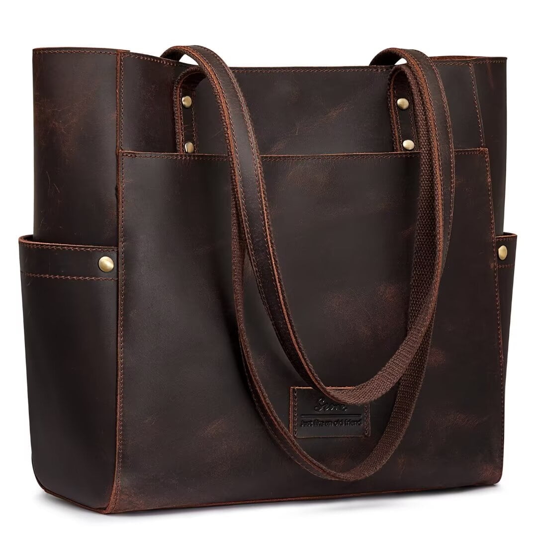 S-ZONE Genuine Leather Tote Bag Large Shoulder Purse Work Vintage ...