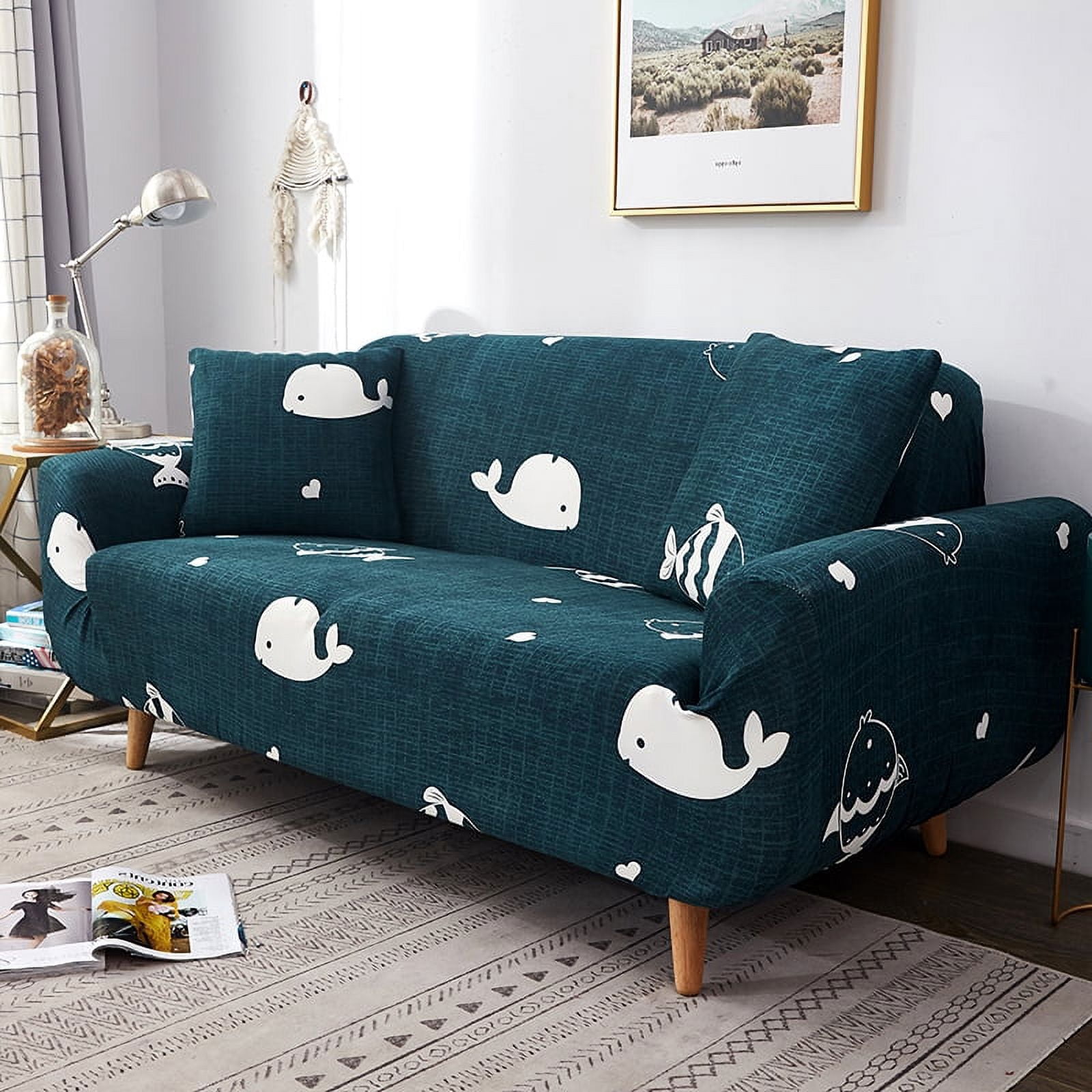 S-emiga Floral Printed Sofa Covers for Living Room Elastic Stretch ...