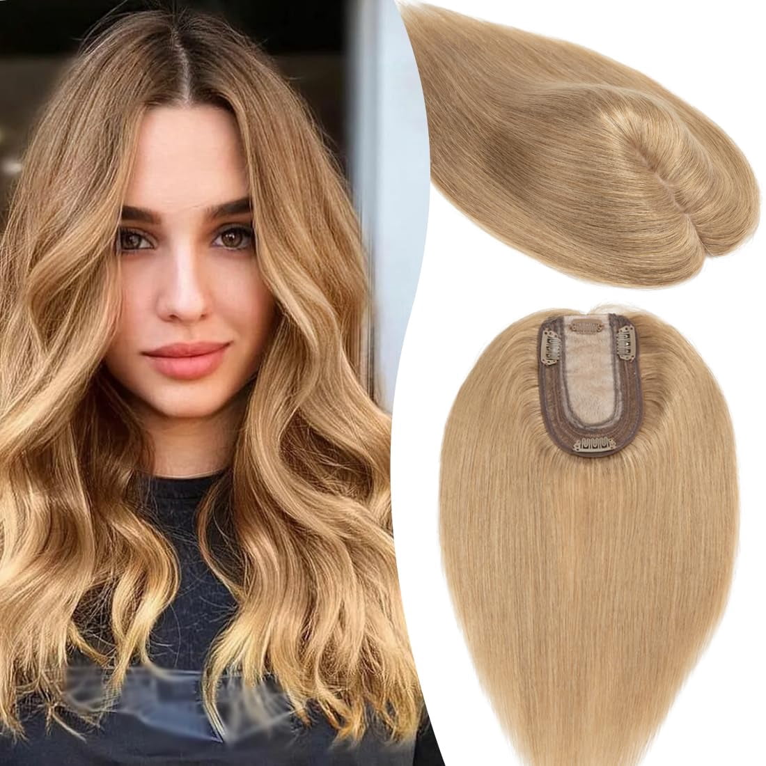 S-noilite Silk Base Topper Hair Piece Human Hair for Women 130% Density ...