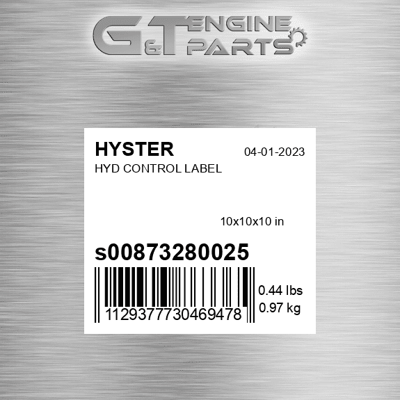 S00873280025 HYD CONTROL LABEL fits HYSTER (New OEM) - Walmart.com