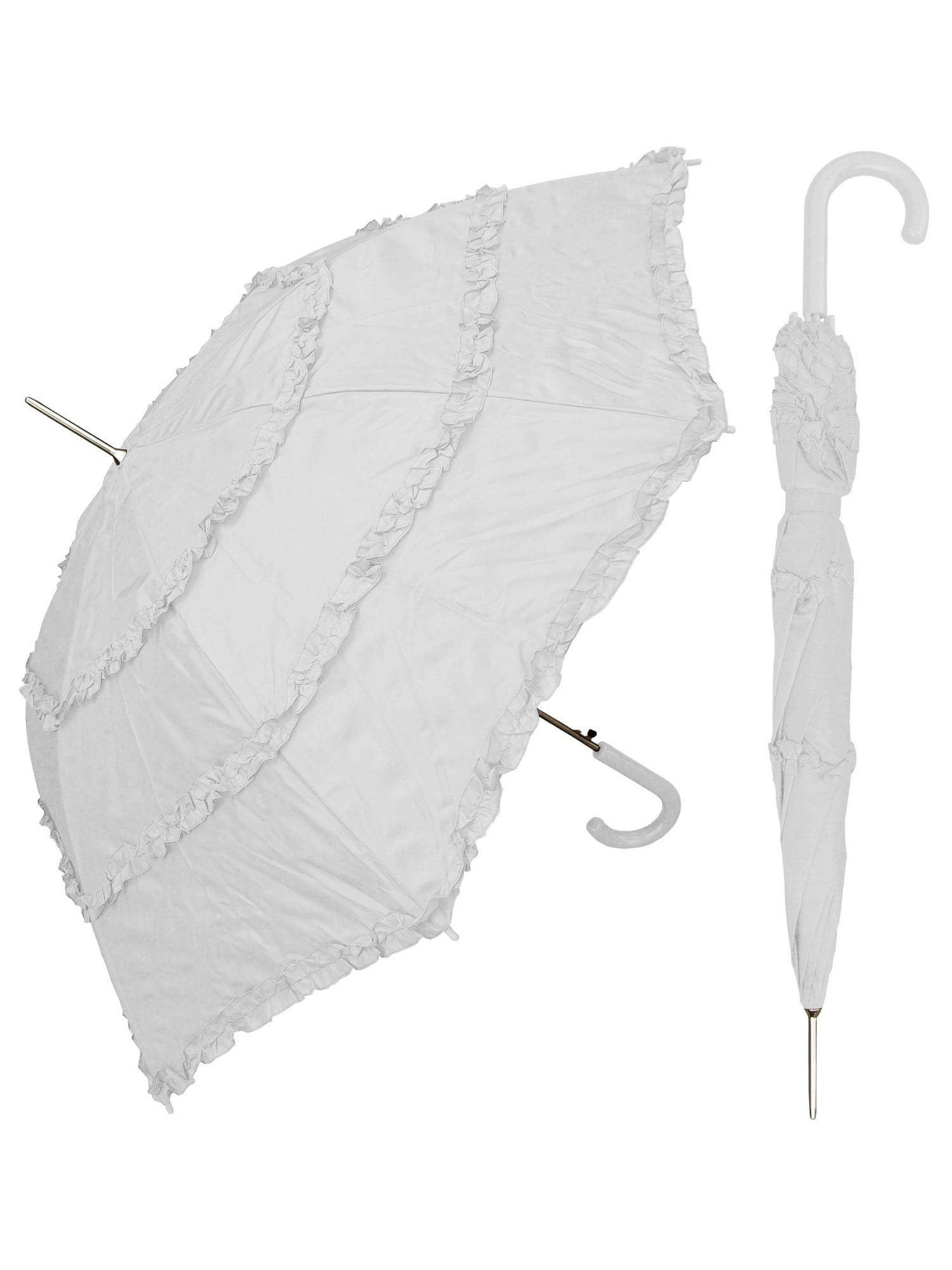 S014WHITE 48 in. Auto Open White Parasol Umbrella with Ruffles, 3 Piece ...