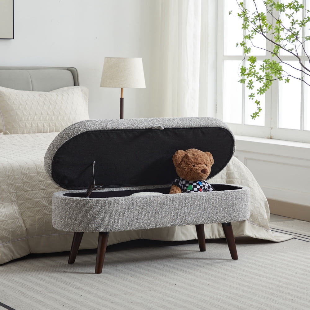 S02 Basics Upholstered Storage Ottoman and Entryway Bench Grey,Grey ...