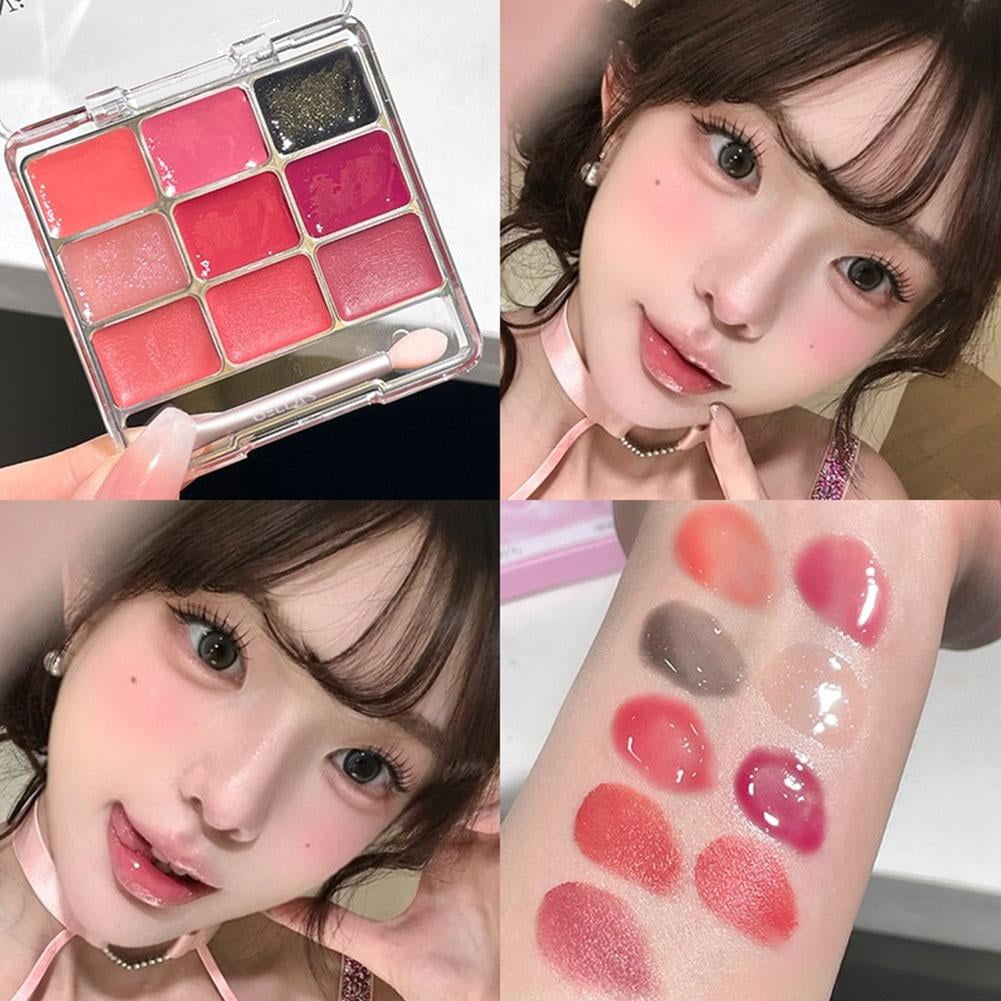 S02# Glass Rose Plate - Double-Effect Gellas Lipstick Plate Nine-Color ...