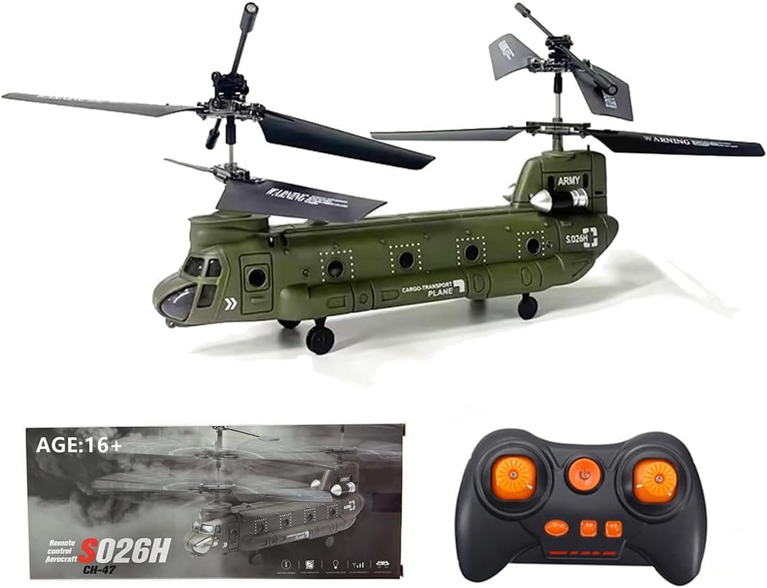 S026H RC Helicopter for Adults, RC Military Helicopter 2.4G 3CH Dual ...