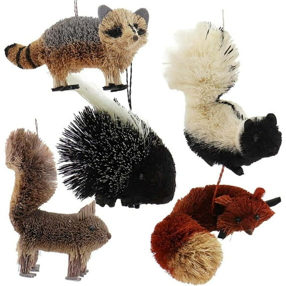 S0731 5 Assorted Buri Woodland Animal Fox, Skunk, Raccoon, Squirrel And ...
