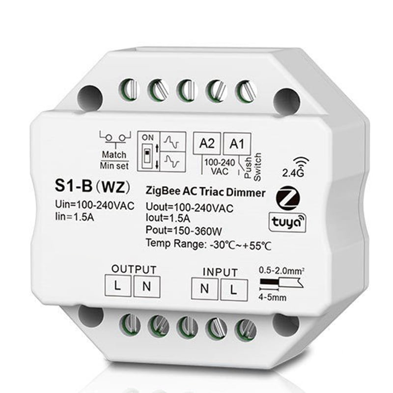 S1-B Tuya Zigbee AC Triac Dimmer LED Controller Push Switch Control ...